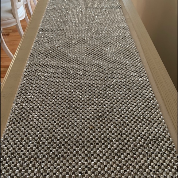 Tahari | Dining | Tahari Beaded Table Runner Centerpiece 3x36 Silver ...